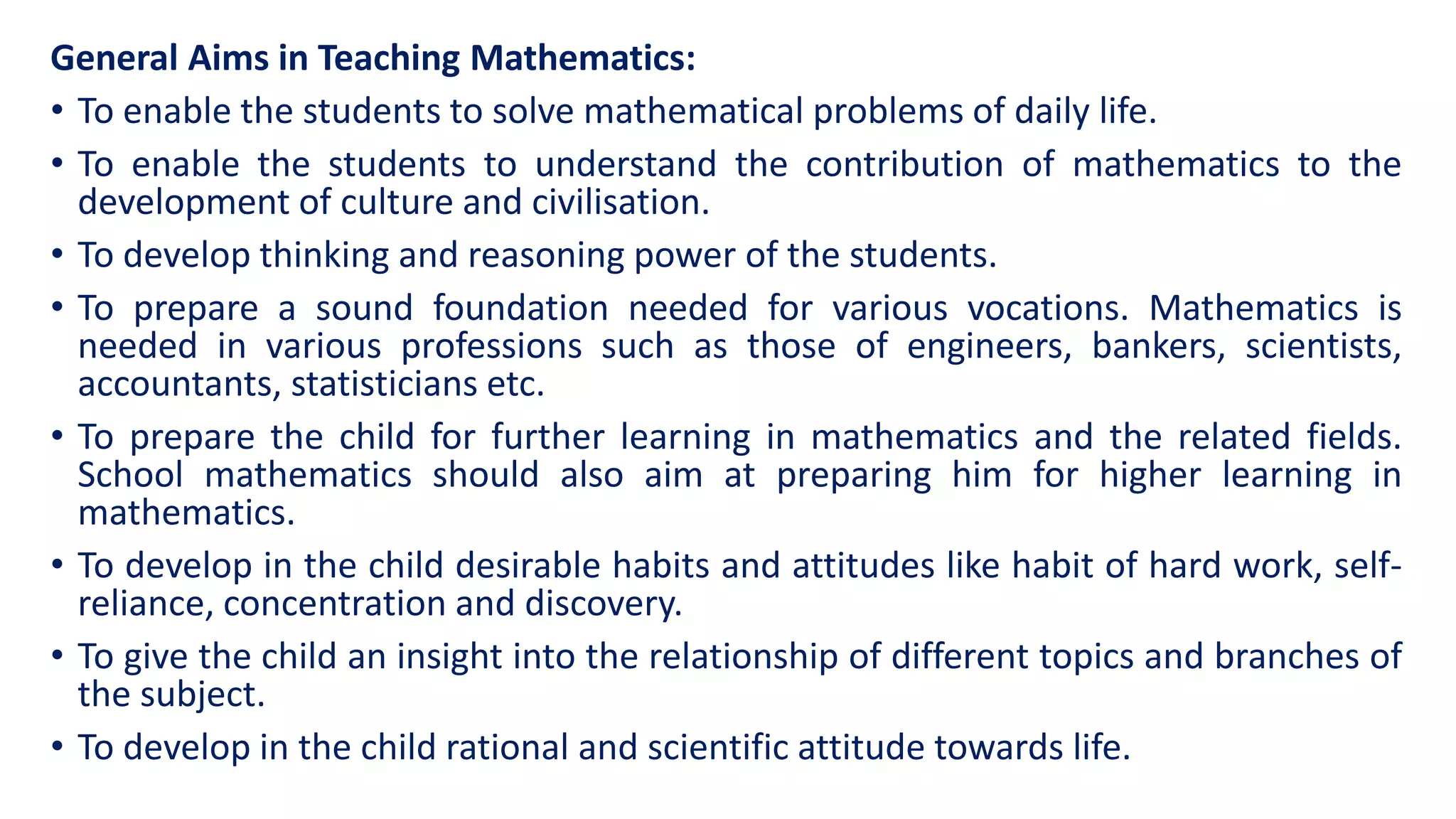 1 Teaching mathematics-introduction (meaning, nature & values) | PPTX