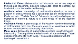 1 Teaching mathematics-introduction (meaning, nature & values) | PPTX