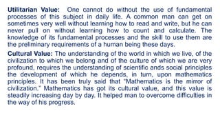 1 Teaching mathematics-introduction (meaning, nature & values) | PPTX