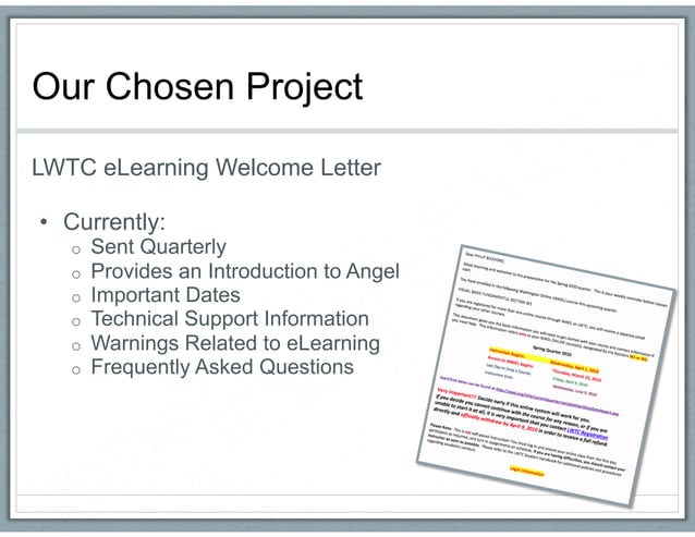 LWIT BTAD: eLearning Orientation - Project Pitch | PDF | Email | Internet