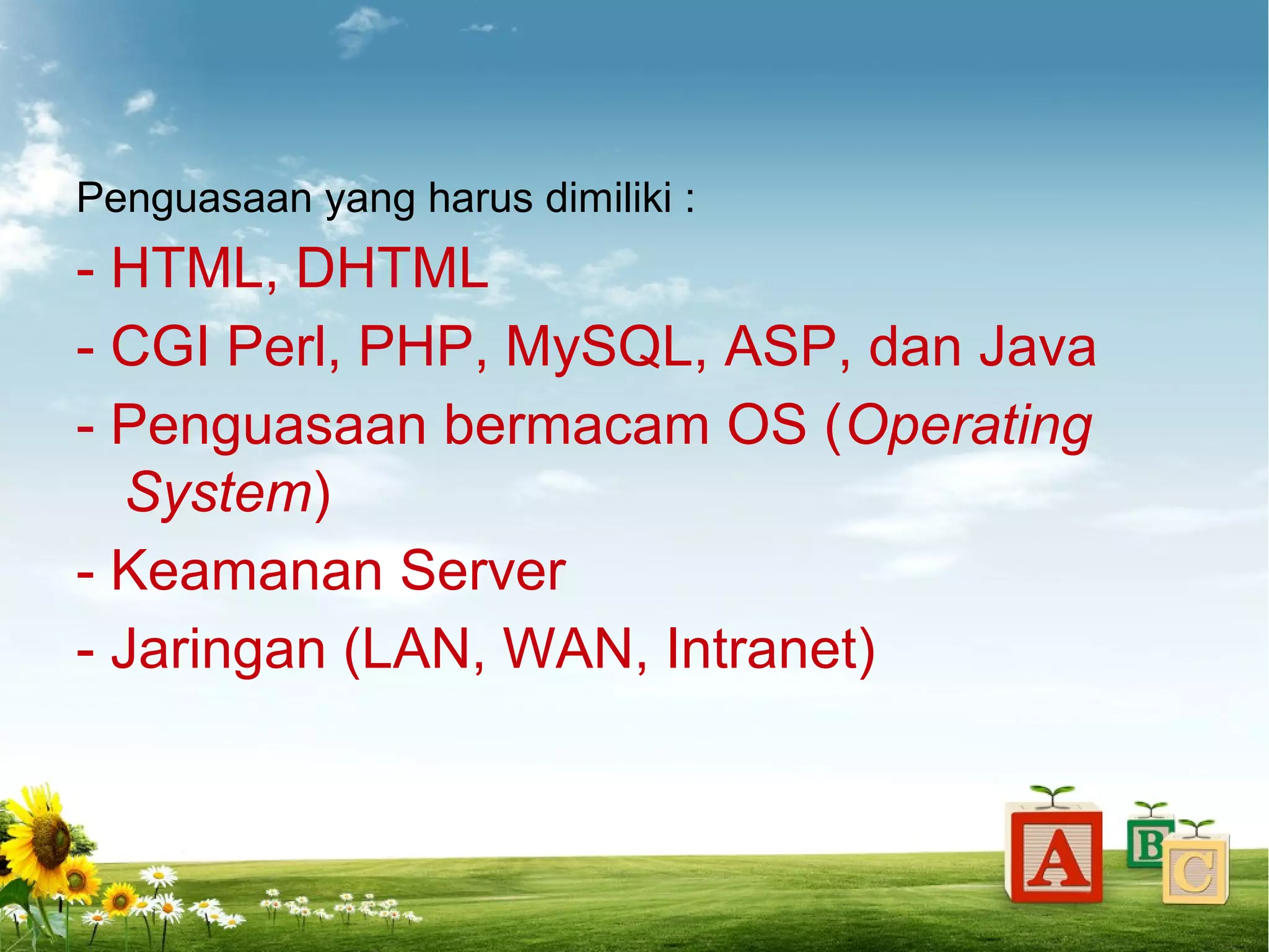 Teknologi Aplikasi Web Bagian Pertama | PPT