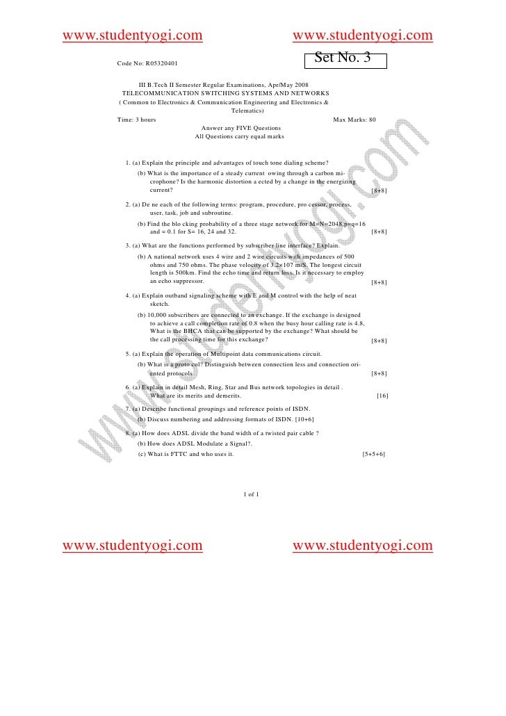 1 Telecommunication Switching Systems And Networks
