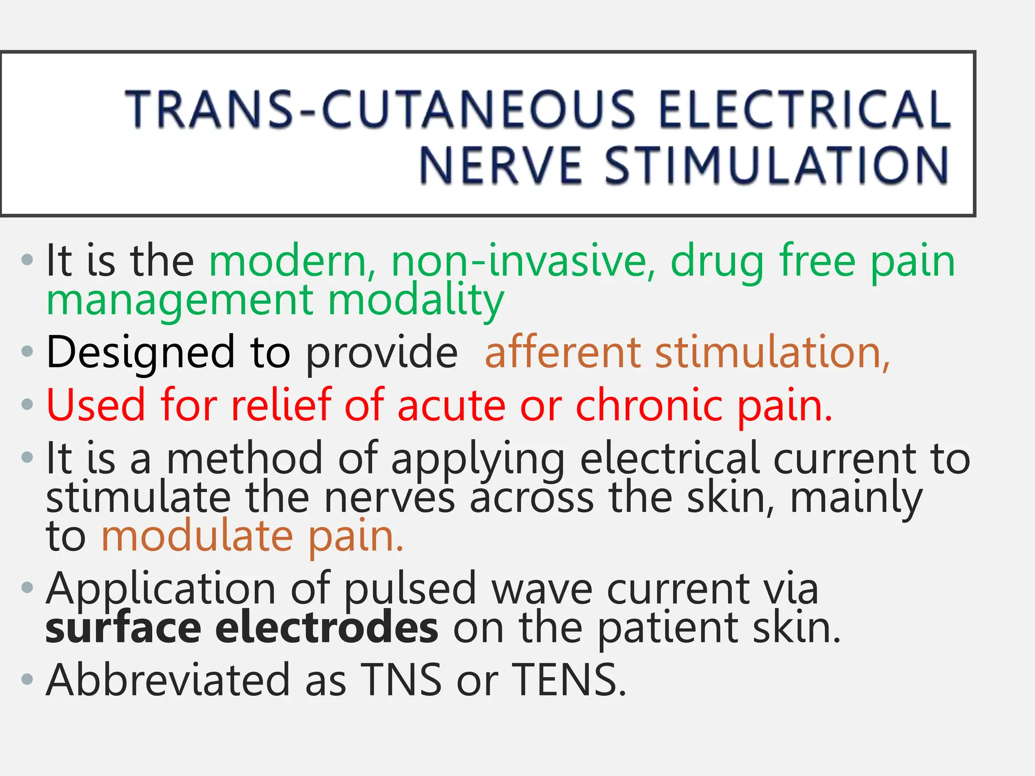 TENS Trans cutaneous electrical nerves stimulation | PPT | Physical Therapy | Wellness