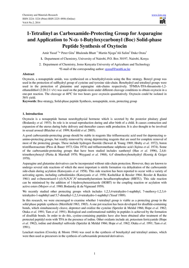 1 tetralinyl as carboxamide-protecting group for asparagine | PDF ...
