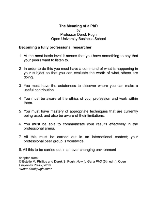 1.The Meaning of a PhD | PDF