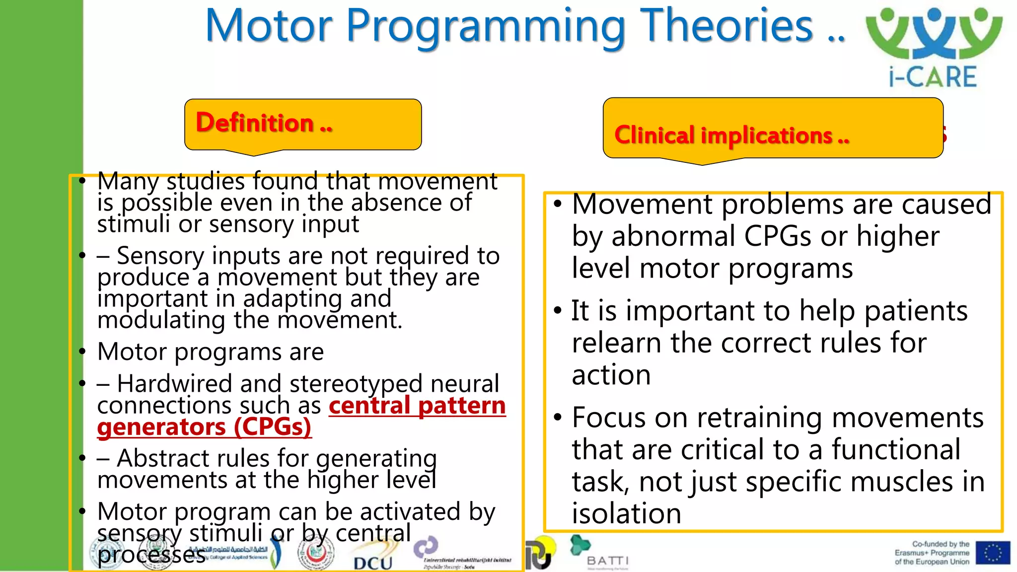 Theories for sensory-motor rehabilitation | PPTX