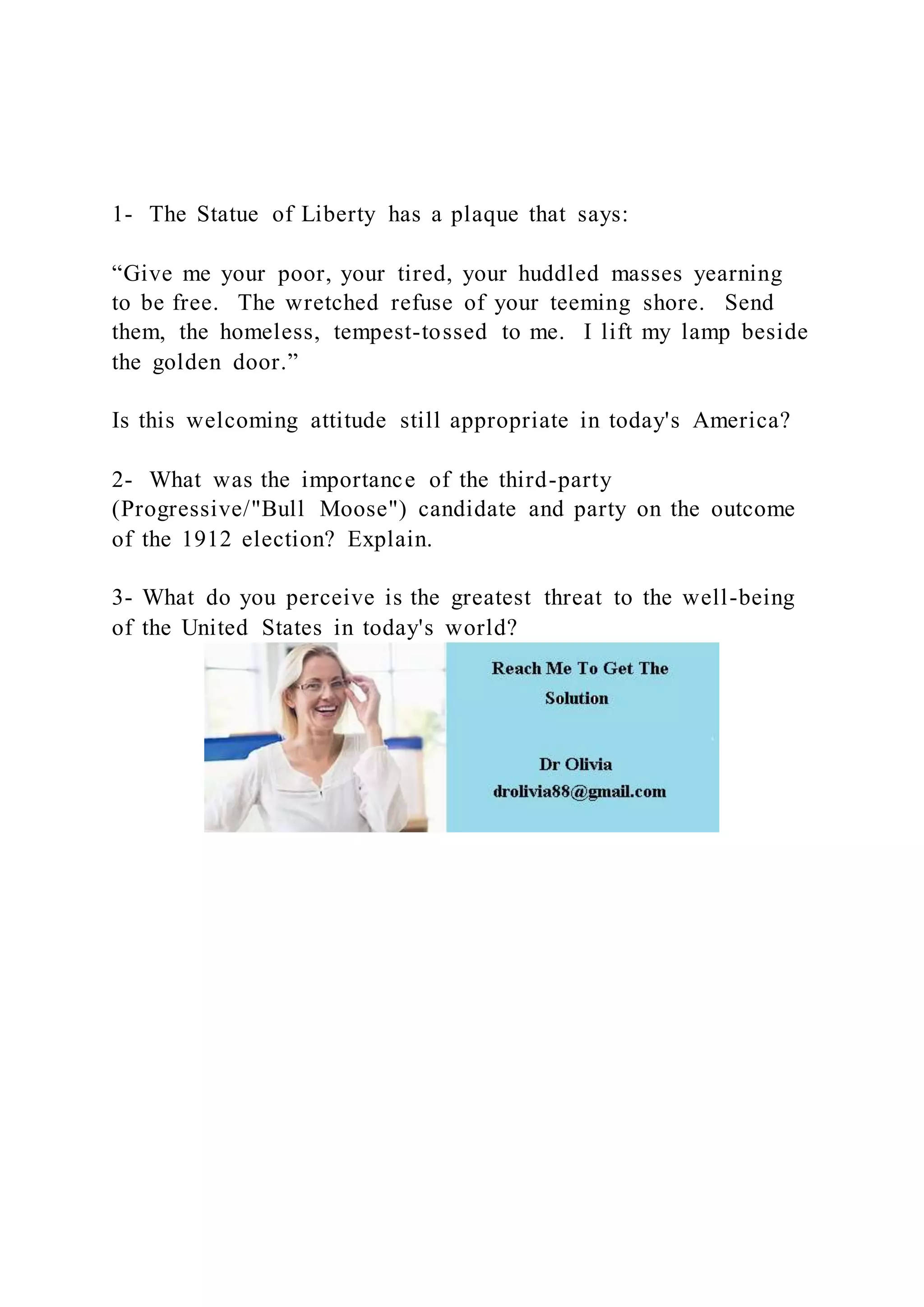 1 the statue of liberty has a plaque that says give me | DOCX