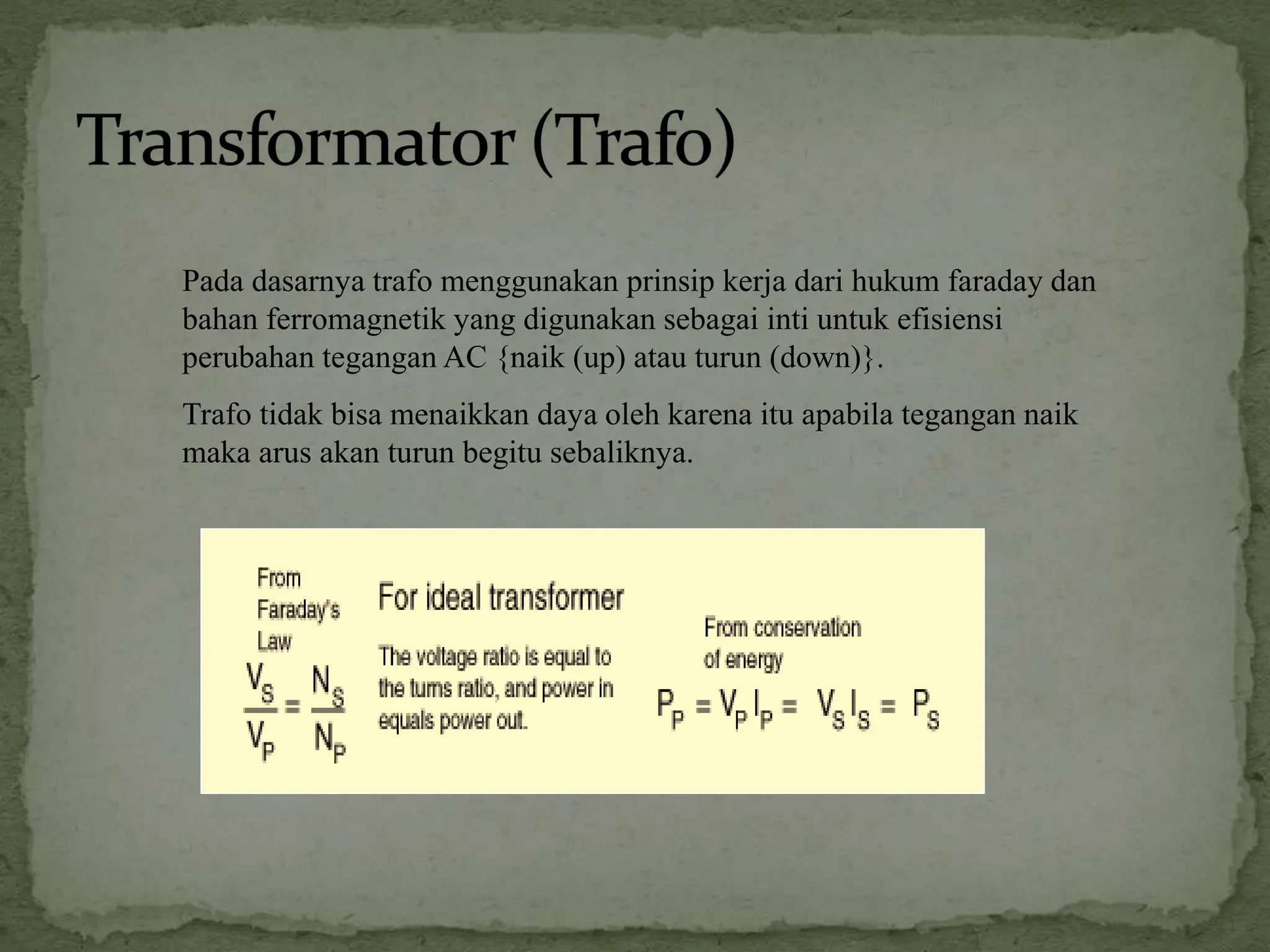 transformator satu fasa ( trafo ) Peralatan listrik yang mampu ...