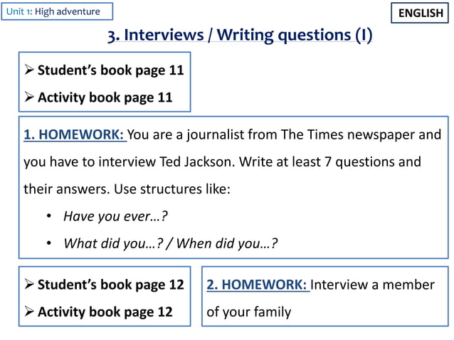 English Unit 1 High Adventure 6th Grade Primary | PPT