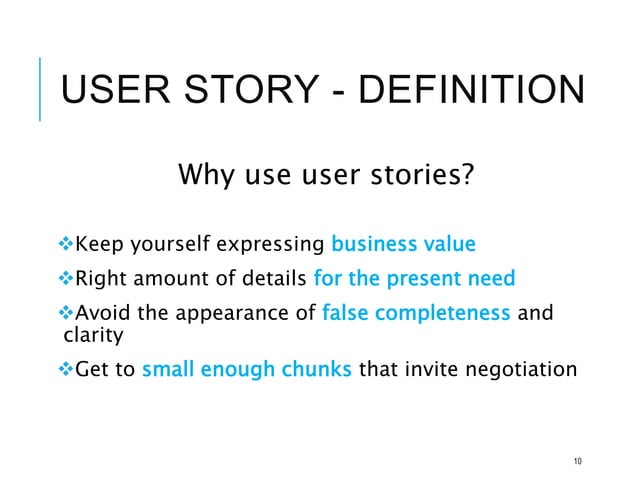 User Stories explained | PPTX | Computing | Technology & Computing