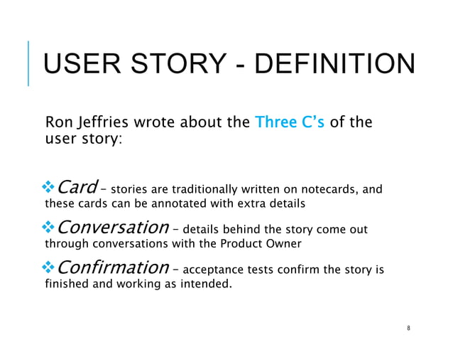 User Stories explained | PPTX | Computing | Technology & Computing