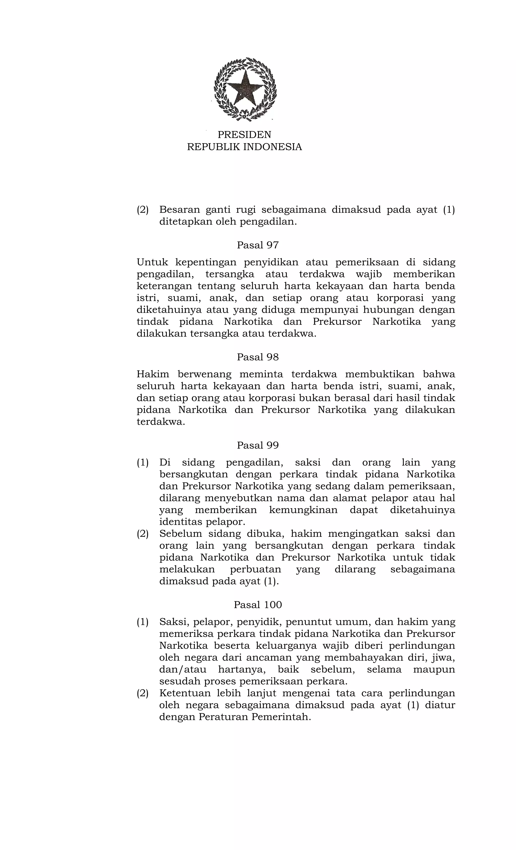 1. uu nomor 35 tahun 2009 tentang narkotika | PDF