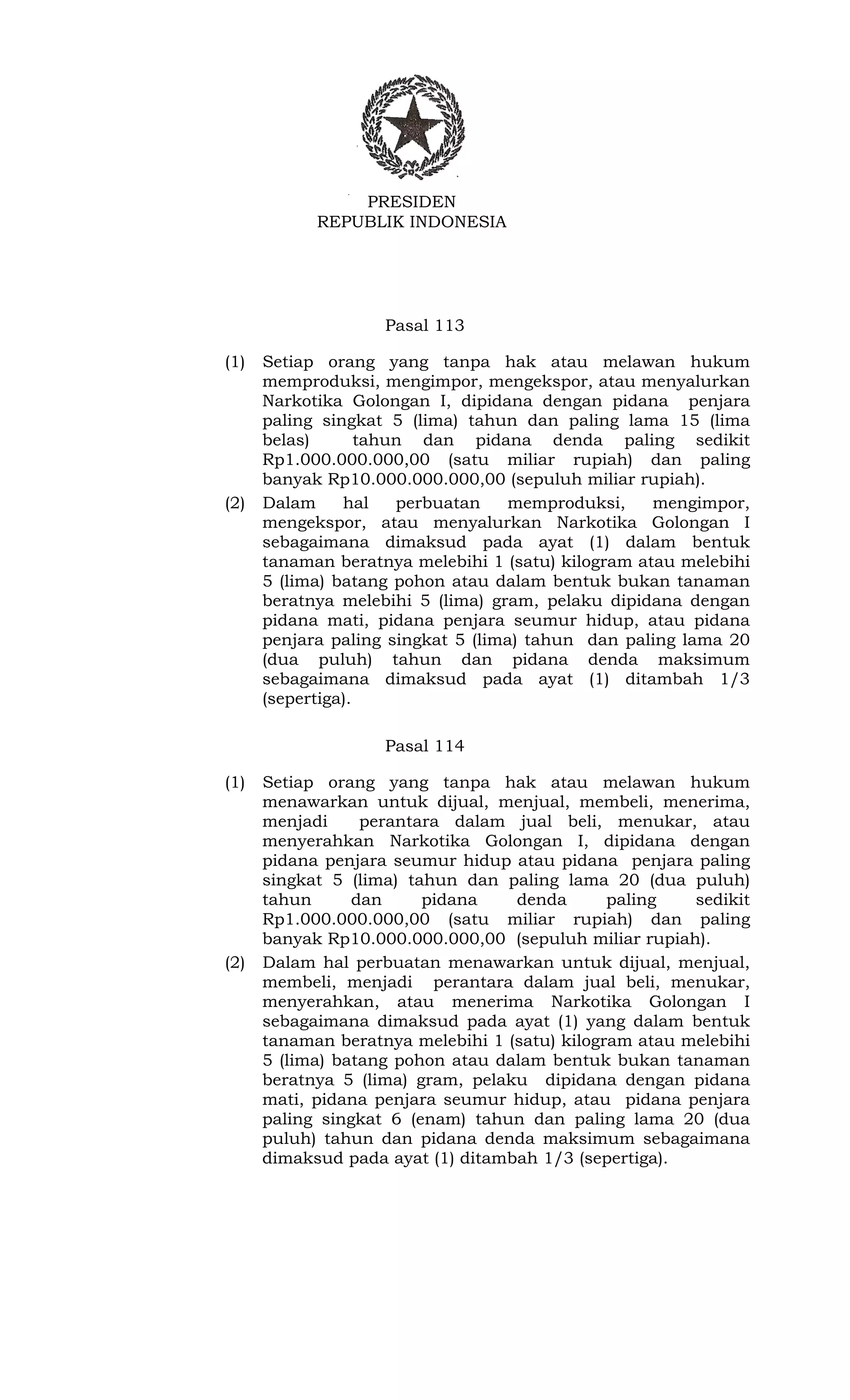 1. uu nomor 35 tahun 2009 tentang narkotika | PDF