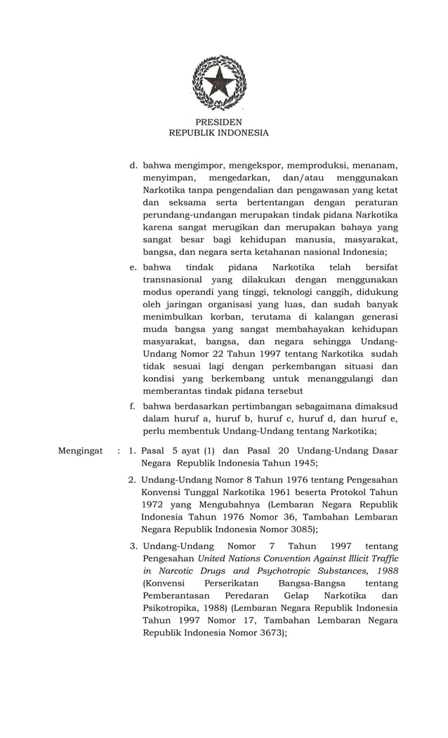 1. uu nomor 35 tahun 2009 tentang narkotika | PDF