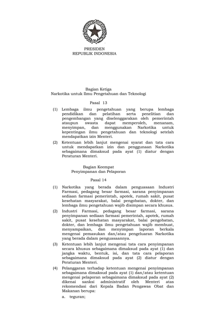 1. uu nomor 35 tahun 2009 tentang narkotika | PDF