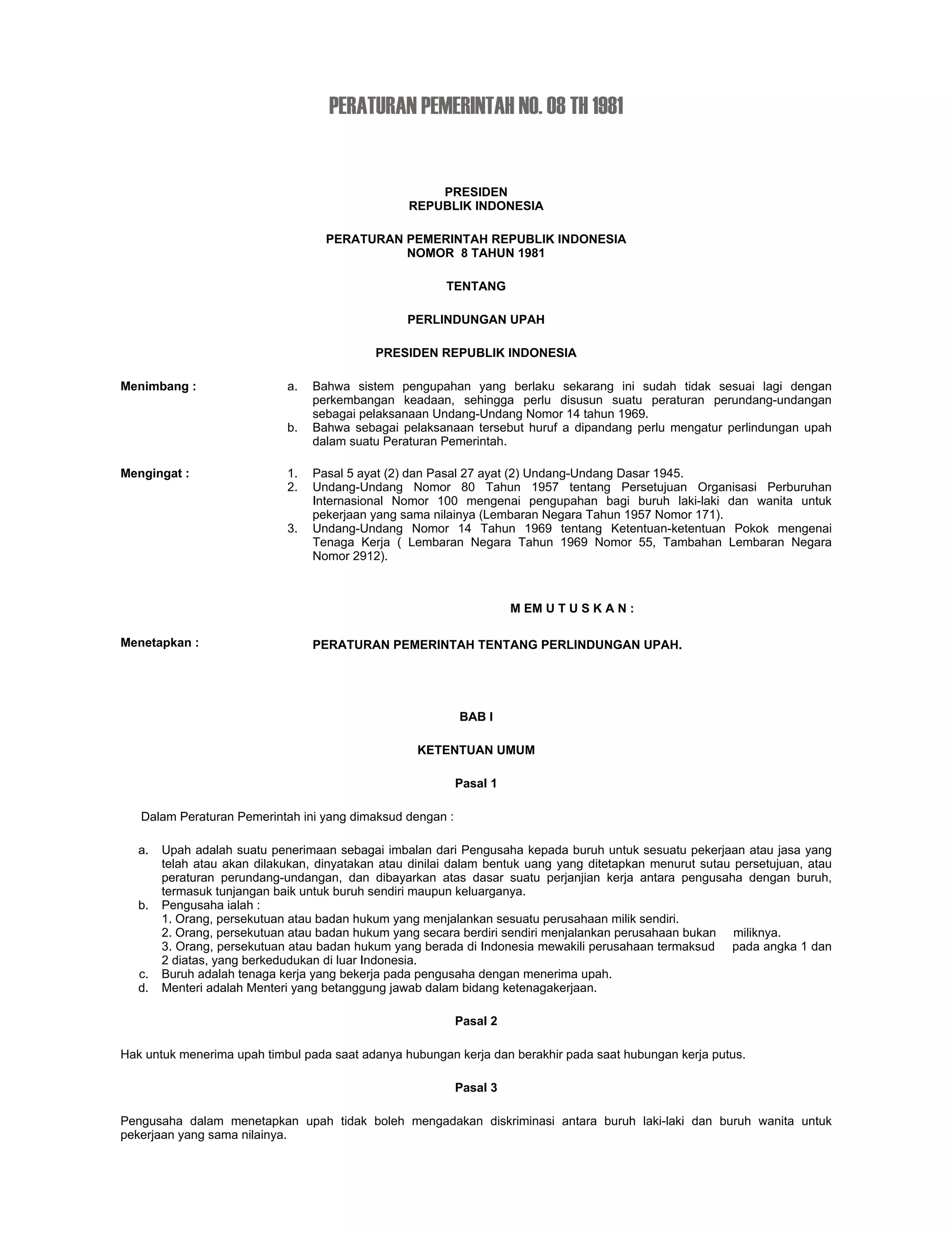 1 uu perlindungan upah | PDF