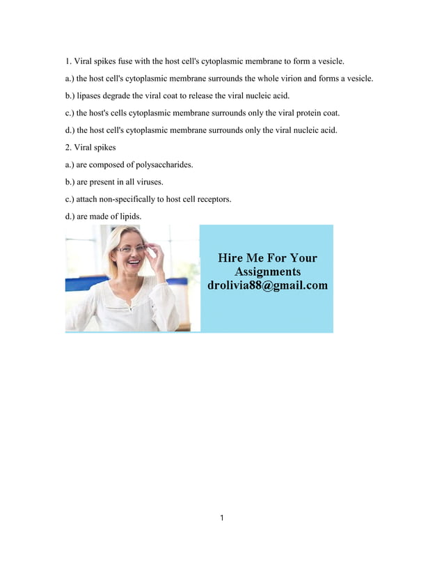 1- Viral spikes fuse with the host cell's cytoplasmic membrane to form.pdf