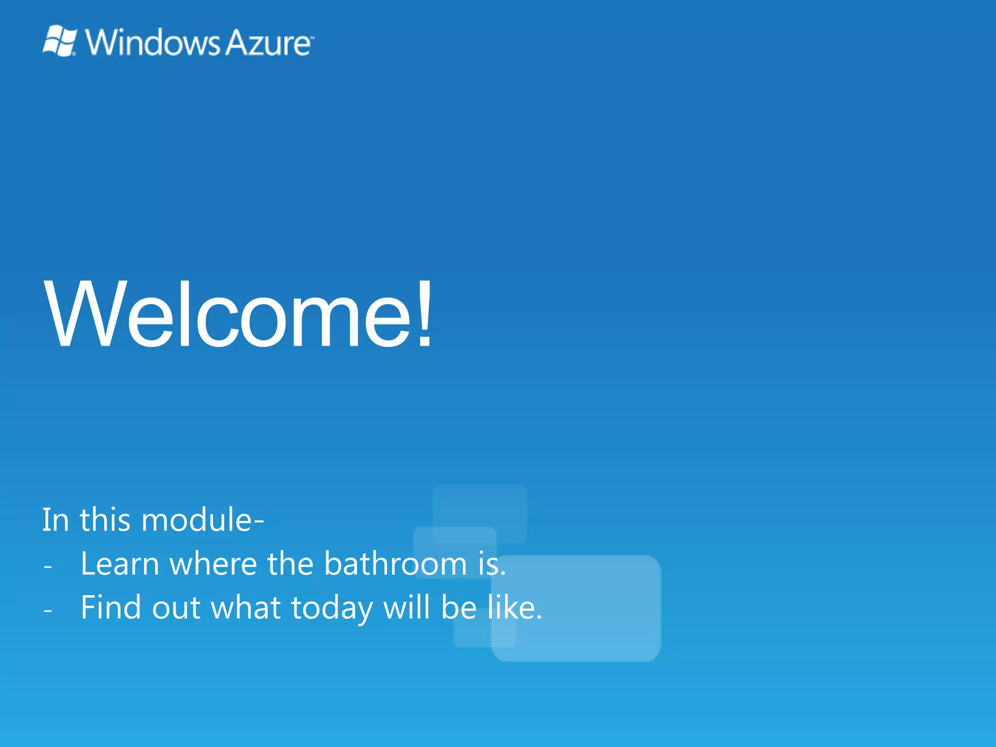 Windows Azure Kick Start - Welcome | PPTX