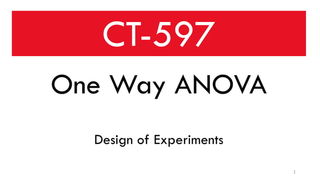 One Way Anova, Data Science, Statistics. | PPT