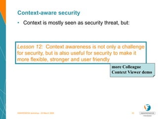 AWARENESS overview @ closing working - context-aware mobile health ...