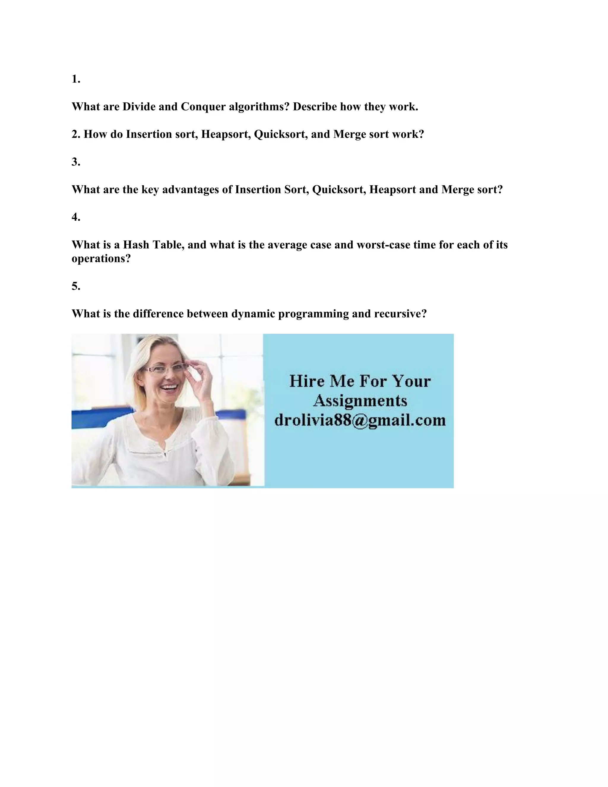 1 What Are Divide And Conquer Algorithms Describe How They Work Pdf 