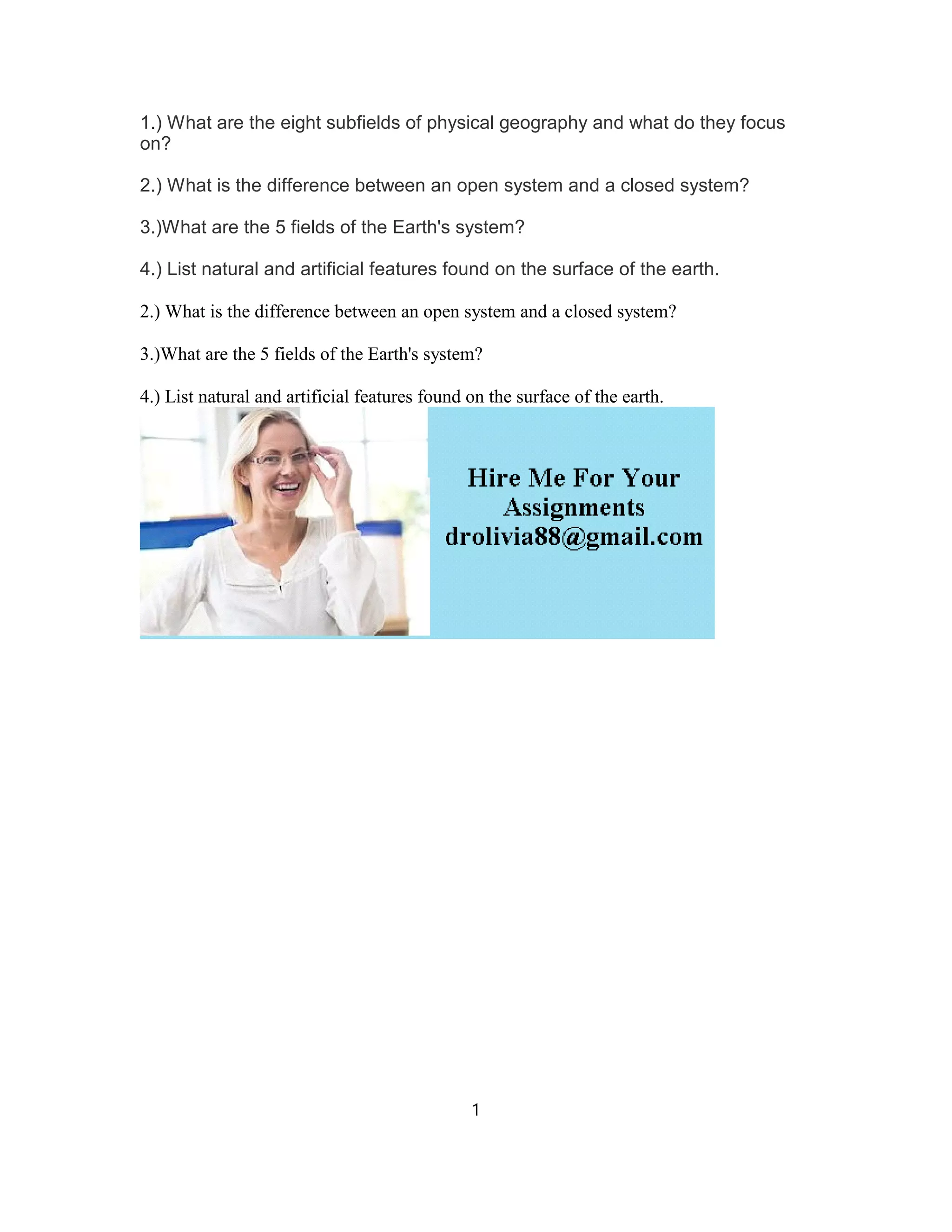 1-) What are the eight subfields of physical geography and what do the.pdf