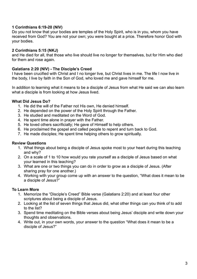 1. What Does It Mean to be a Disciple of Jesus? Notes (A4) | PDF