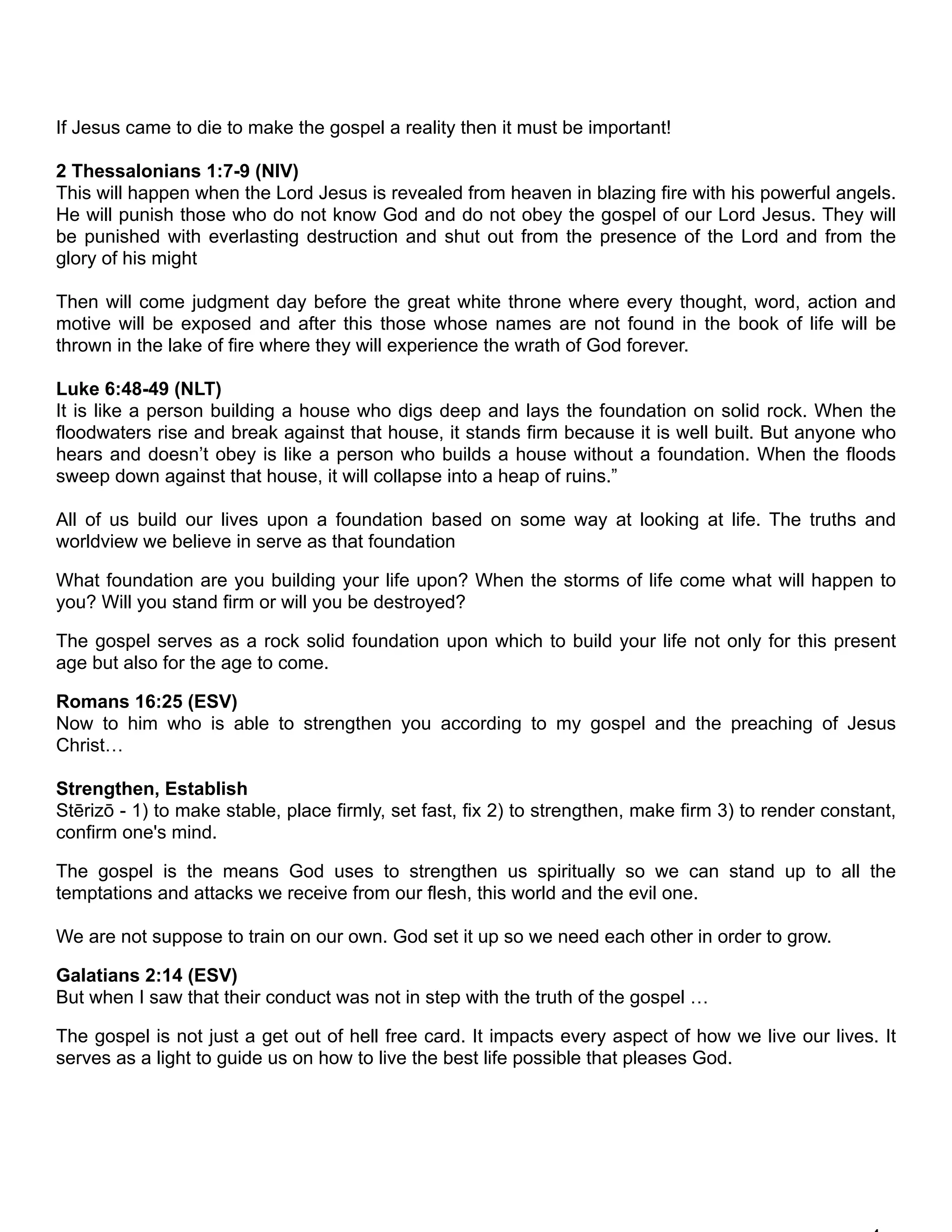 1. Why is the Gospel Important? Notes (Letter Sized) | PDF