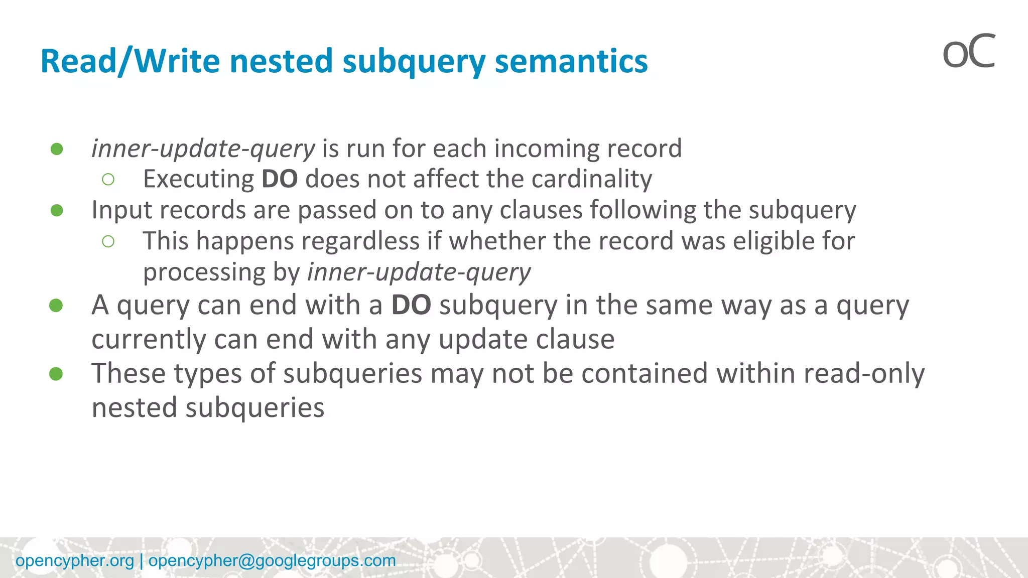 openCypher: Introducing subqueries | PDF