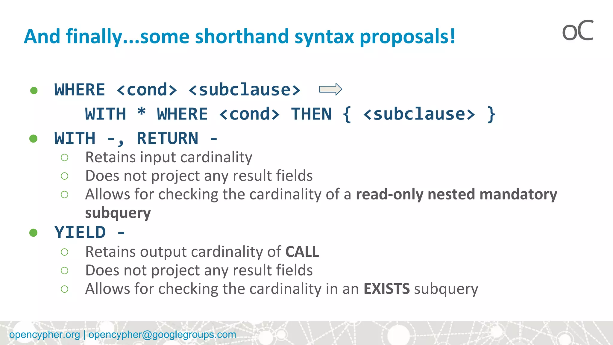 openCypher: Introducing subqueries | PPT