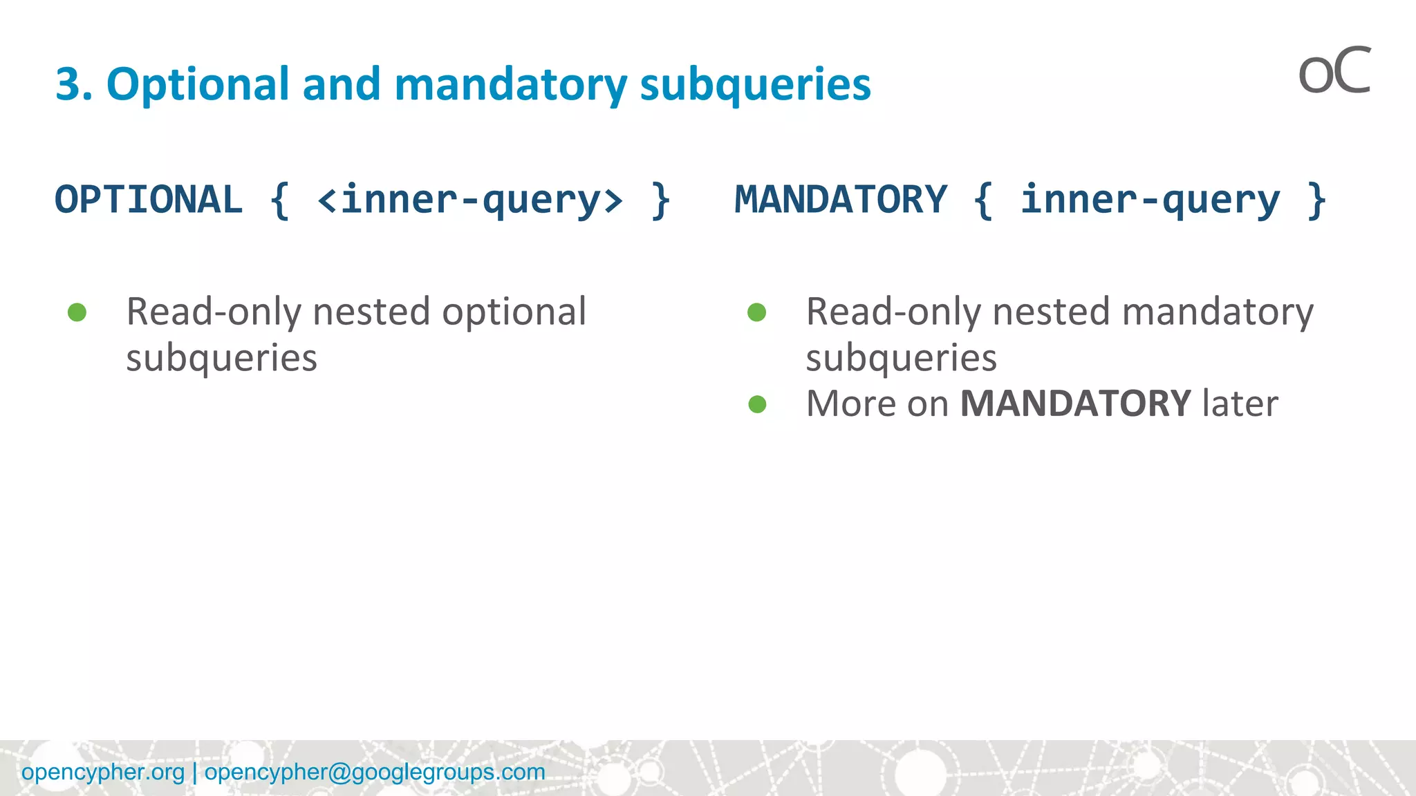 openCypher: Introducing subqueries | PDF