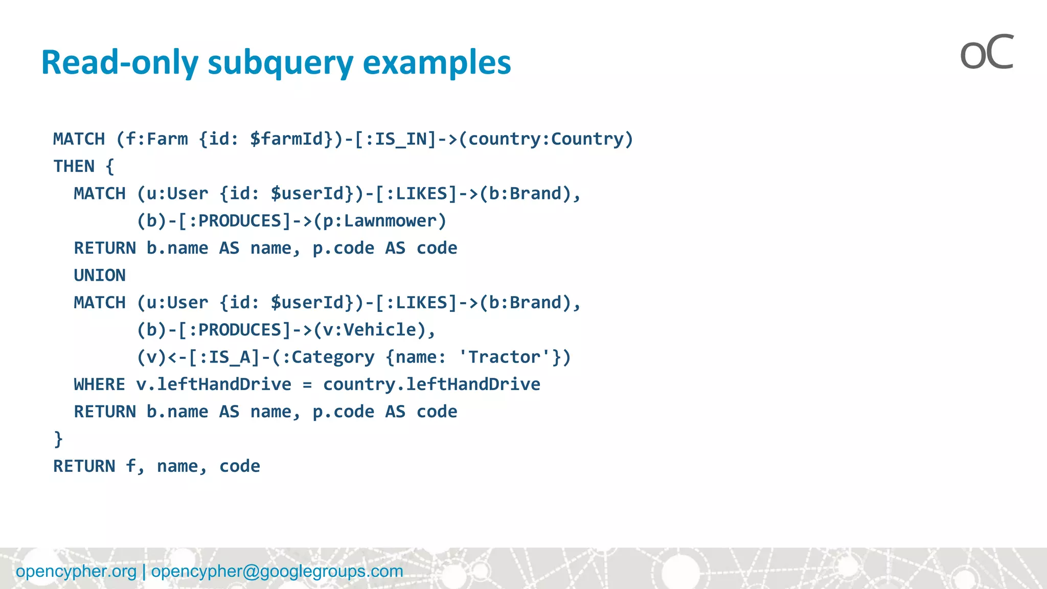 openCypher: Introducing subqueries | PDF