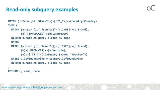 openCypher: Introducing subqueries | PPT