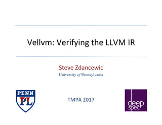 TMPA-2017: Vellvm - Verifying the LLVM | PPT