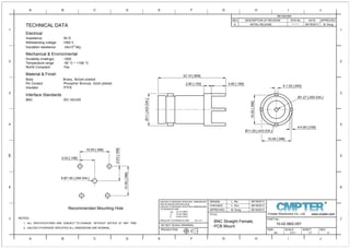 RF Coaxial BNC Straight Female Connectors PCB Mount [P/N: 10-02-5M2-057 ...