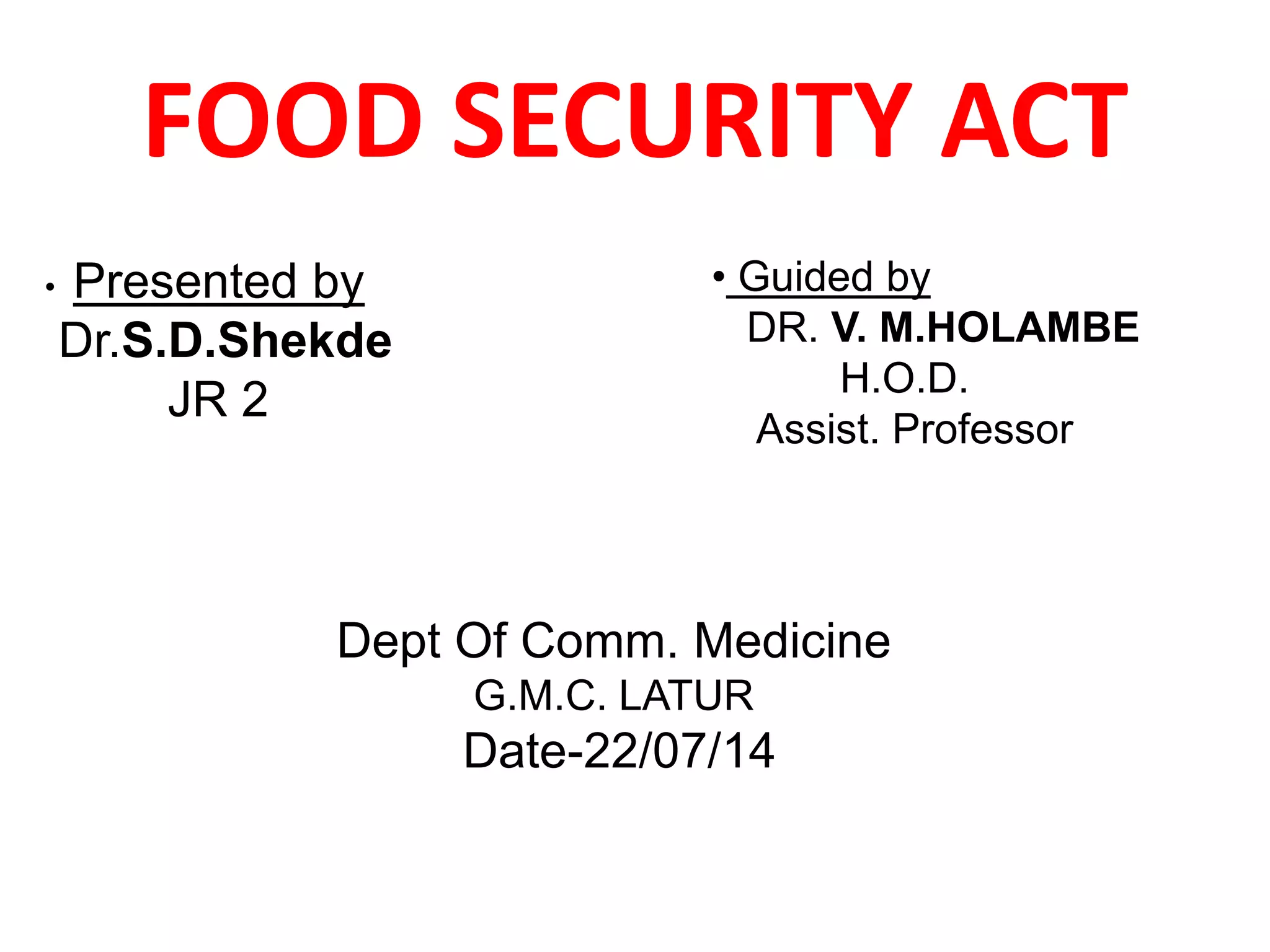 FOOD SECURITY ACT | PPTX
