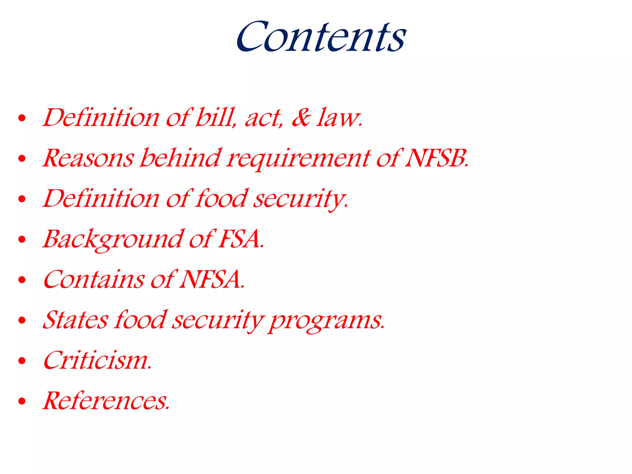 FOOD SECURITY ACT | PPTX