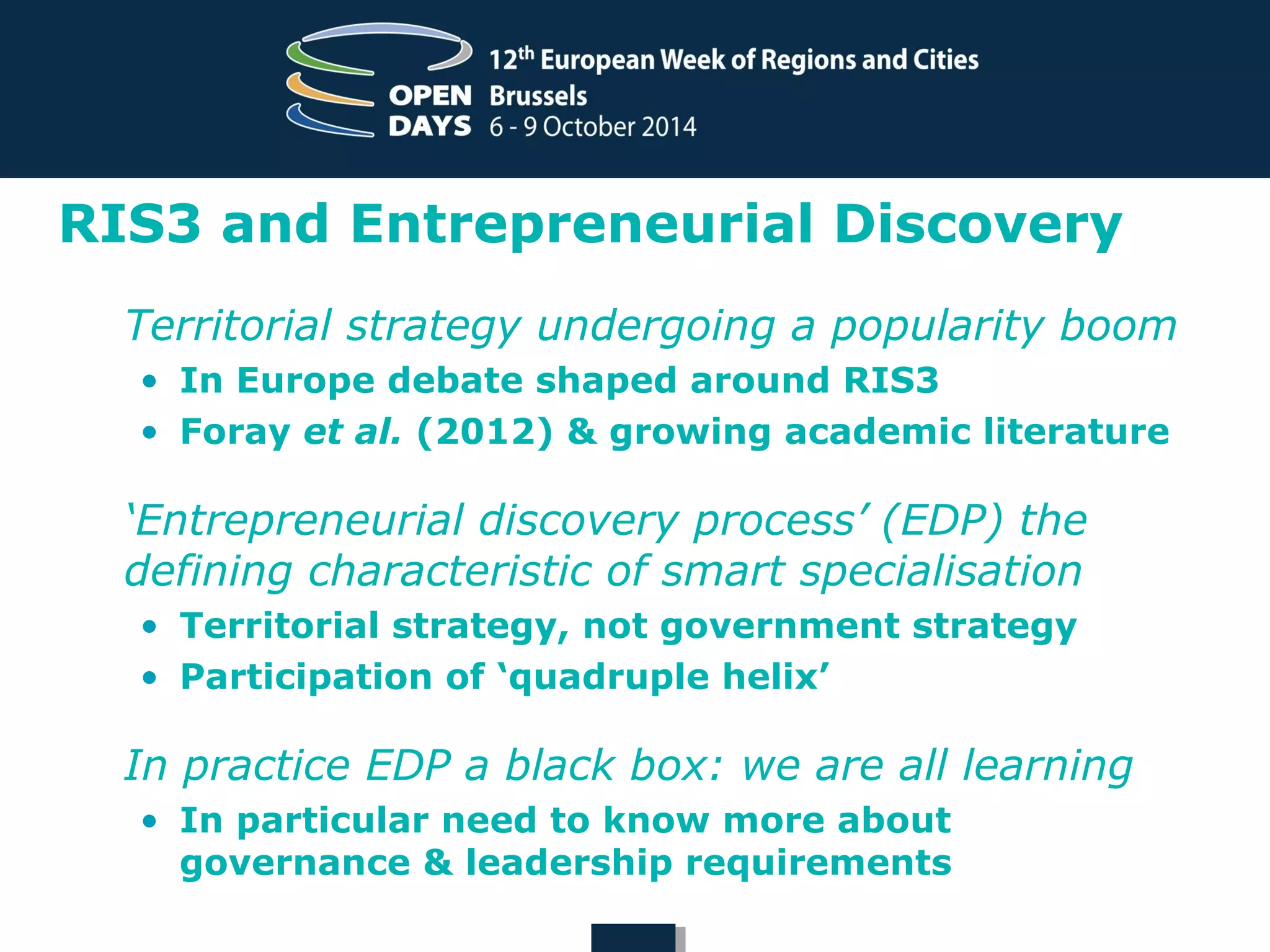 From Plan to Process: Governance and Lleadership Implications of RIS3 | PPT
