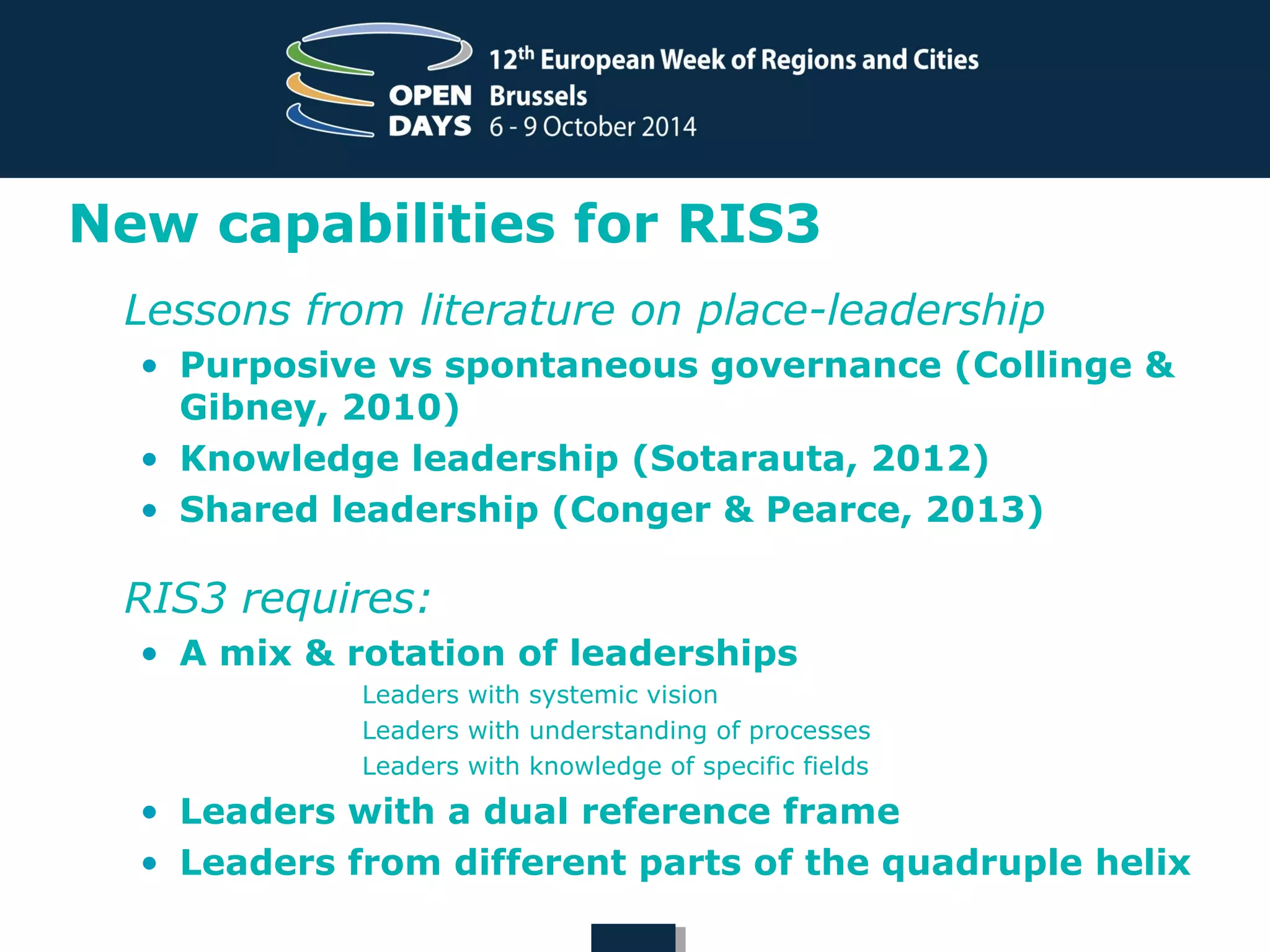 From Plan to Process: Governance and Lleadership Implications of RIS3 | PPT