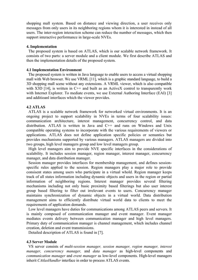 Scalable Network Support for 3D Virtual Shopping Mall | PDF