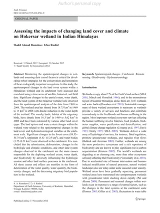 Impacts of Changing land cover and Climate on Hokersar wetland in ...