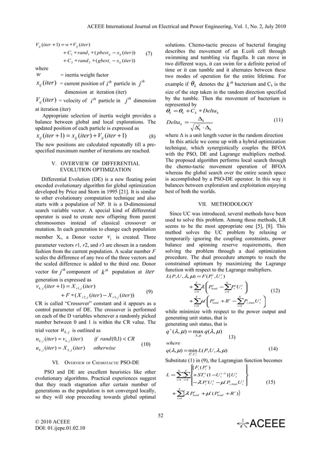 Solving Unit Commitment Problem Using Chemo-tactic PSO–DE Optimization Algorithm Combined with ...