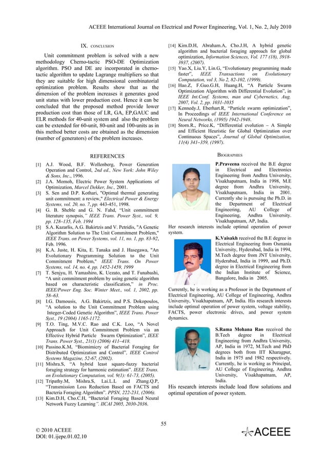 Solving Unit Commitment Problem Using Chemo-tactic PSO–DE Optimization Algorithm Combined with ...
