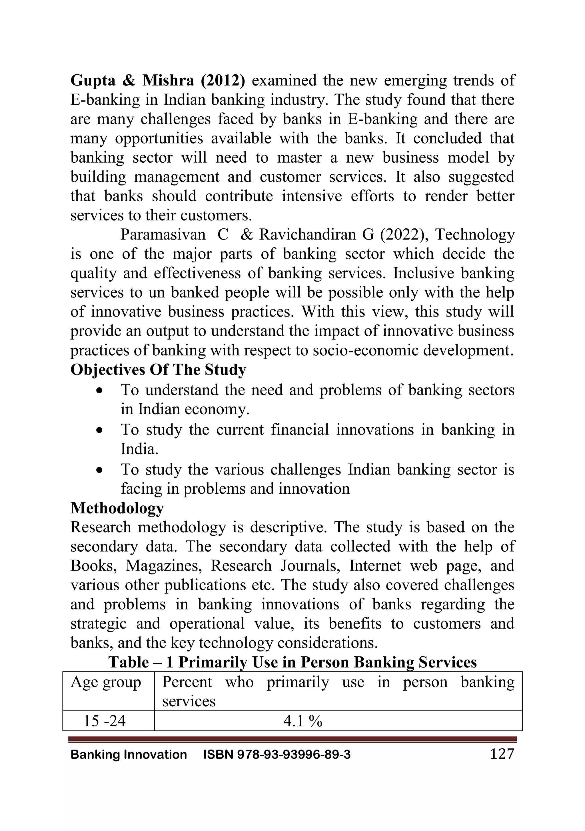 CHALLENGES AND PROBLEMS IN BANKING INNOVATIONS IN INDIA- AN OUTLOOK | PDF