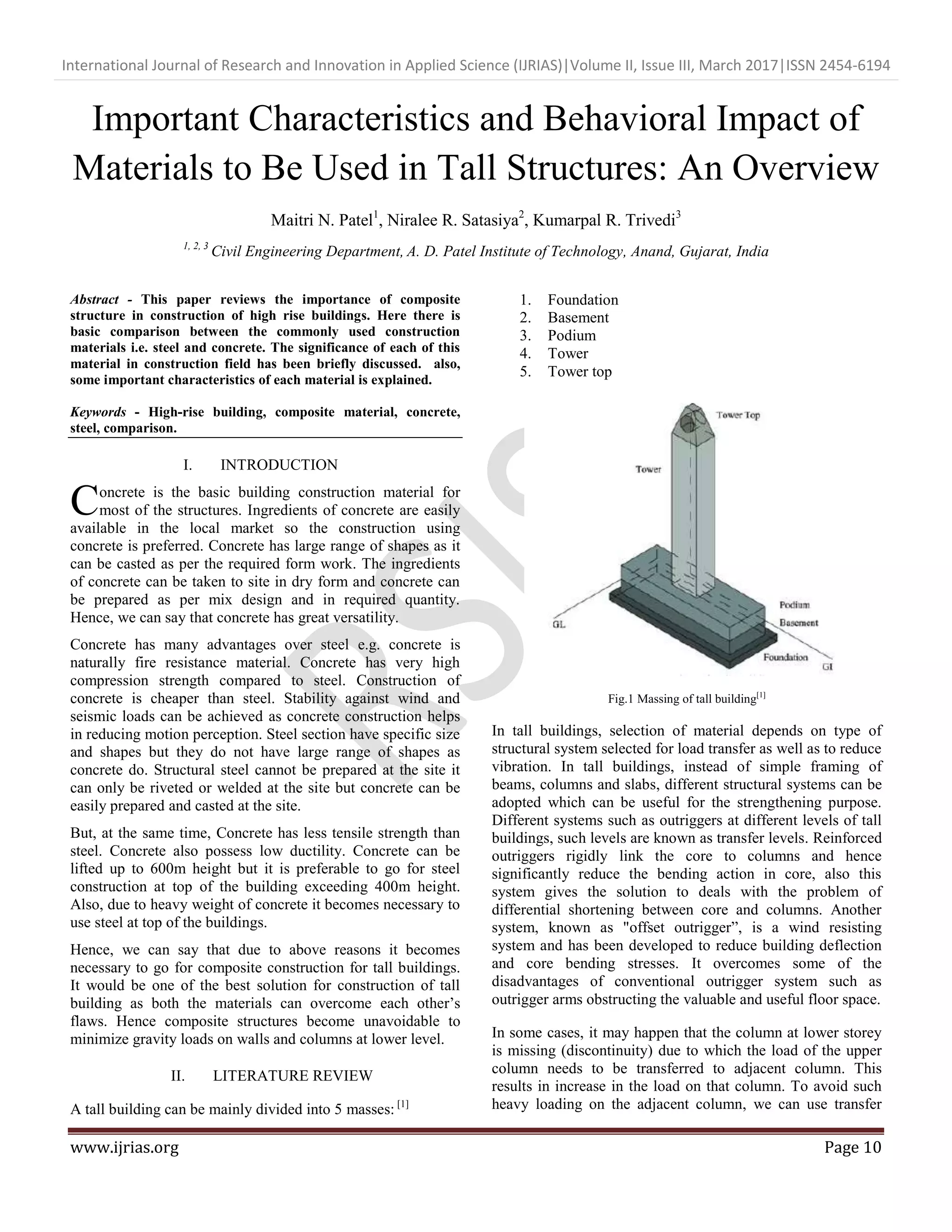 Important Characteristics and Behavioral Impact of Materials to Be Used ...