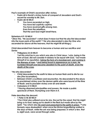 10-13-19, Ephesians 4;1-10, Walking Together, Unity in the Body of ...