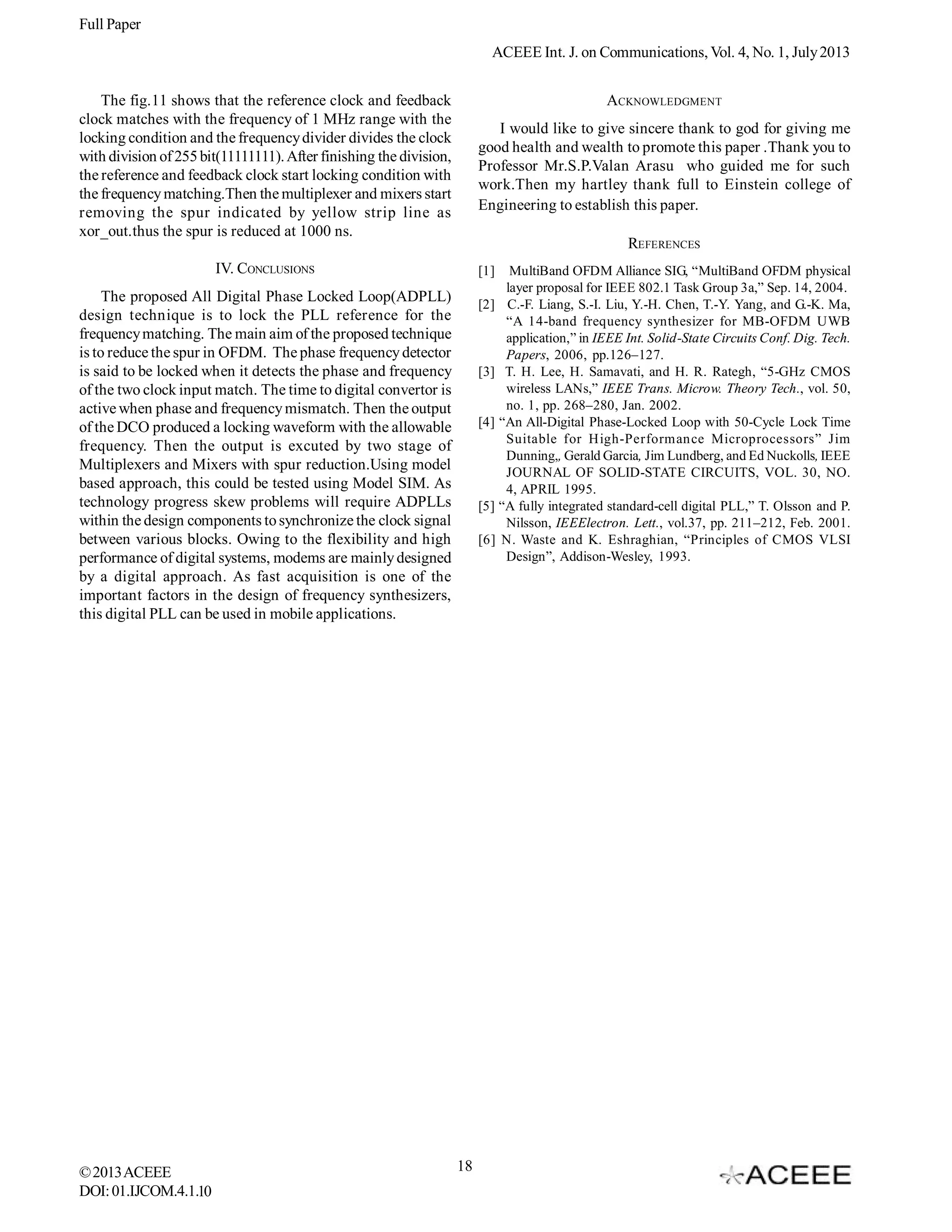 Spur Reduction Of MB-OFDM UWB System using CMOS Frequency Synthesizer | PDF