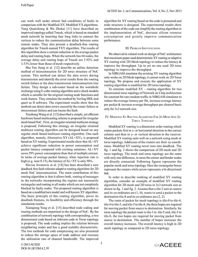 Analysis of Latency and Throughput of 2D Torus Topology using Modified XY Routing Algorithm | PDF