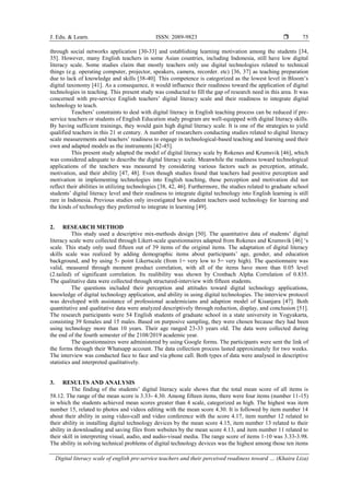 Digital literacy scale of english pre-service teachers and their ...