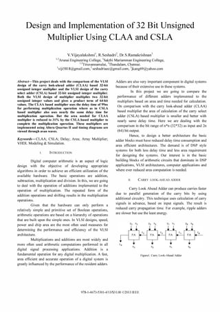 implementation and design of 32-bit adder | PDF